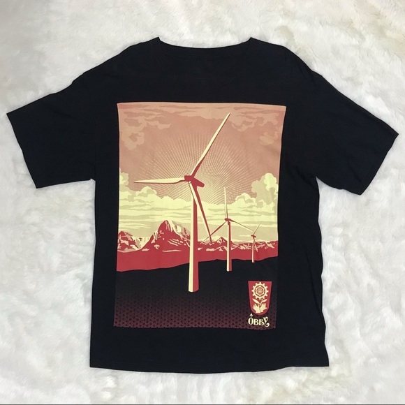 Obey | Shirts | Vintage Obey Windpower Clean Energy Screen Print Tshirt Shepard Fairey | Poshmark